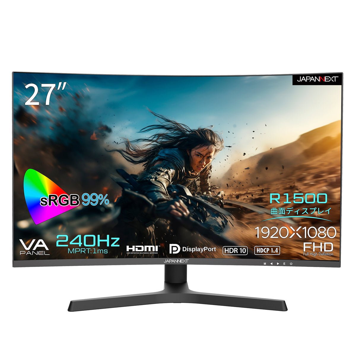 JAPANNEXT 27インチ 曲面 Full HD(1920x1080) 240Hz 液晶モニター JN-27VCG240FHDR-HSP ...