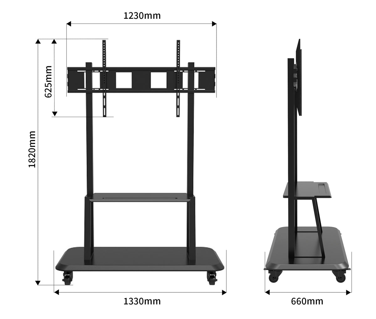 モニタースタンド[1画面/43～110インチ]TV対応壁寄せキャスター付き移動式