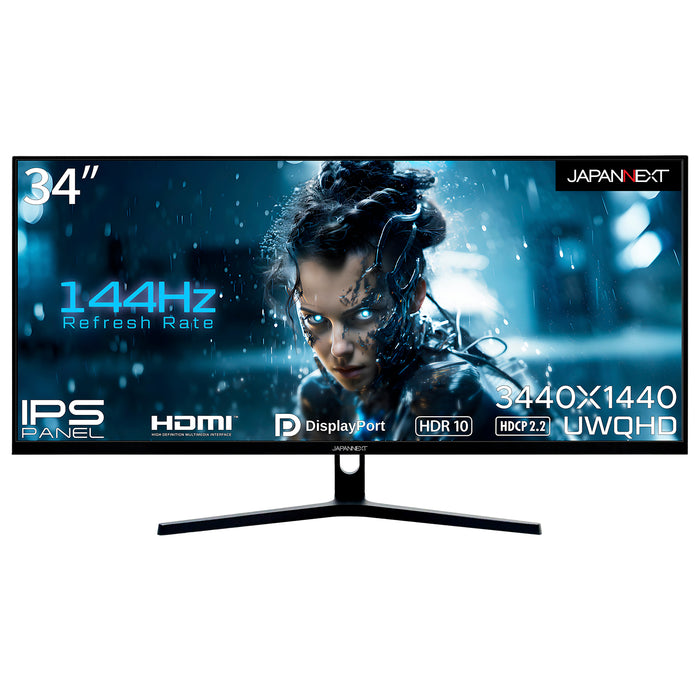 JAPANNEXT 34インチIPSパネル ウルトラワイド(UWQHD)ゲーミングモニター 144Hz対応 JN-IPS34144UWQHDR HDMI DP